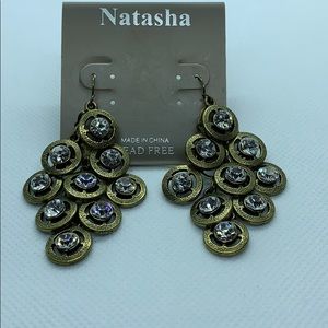 Natasha Couture | Jewelry | Natasha Rustic Gold And Rhinestone Dangle ...